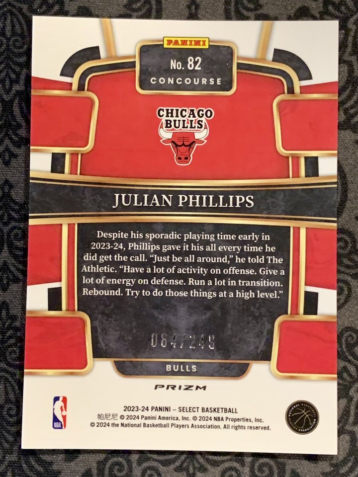 Julian Phillips 2023-24 Select RC Concourse Blue Scope/249 Chicago ...