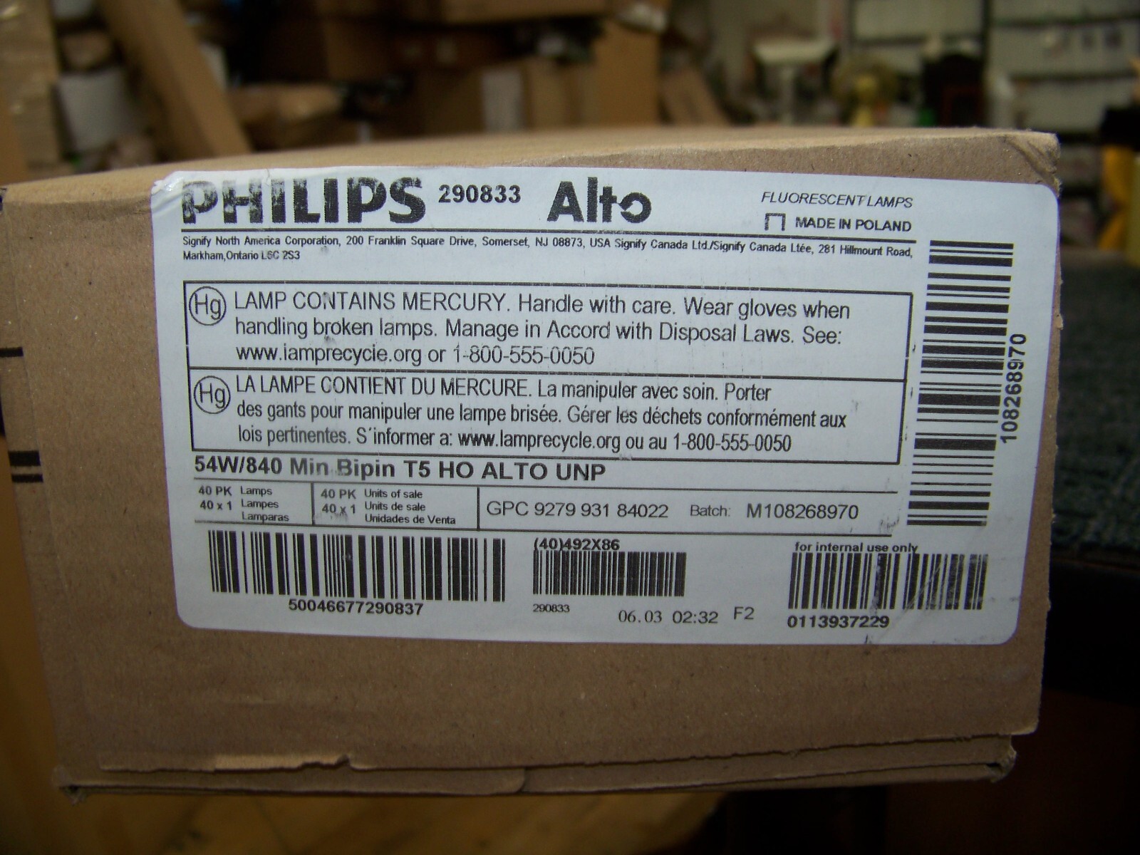 Lot of 40 Philips Alto Fluorescent Lamps 46" 54W/840 Min Bipin T5 HO ...