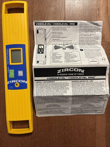 Zircon Videolevel 5.0 Magnetic Electronic Level Audio Signal 10" Hang ...