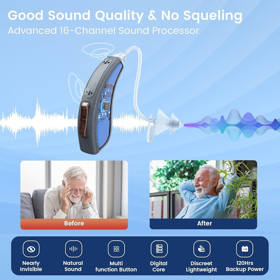 Pair Rechargeable Digital Invisible Hearing Aids Sound Voice Amplifier ...