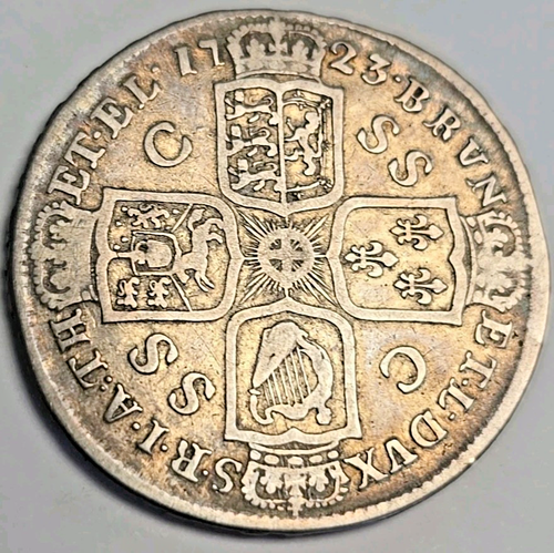Kingdom of England, George I, 1723 SSC Coin Silver, VF Halfcrown Rare ...