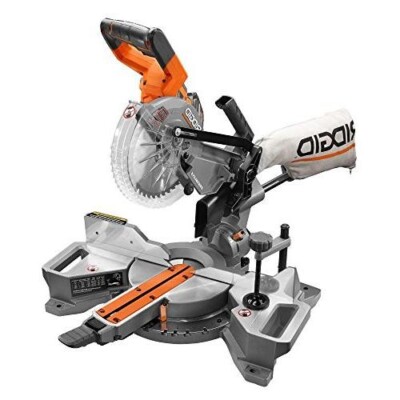 RIDGID 18V Cordless 7-1/4-inch Sliding Dual Bevel Mitre Saw with 5.0 Ah ...