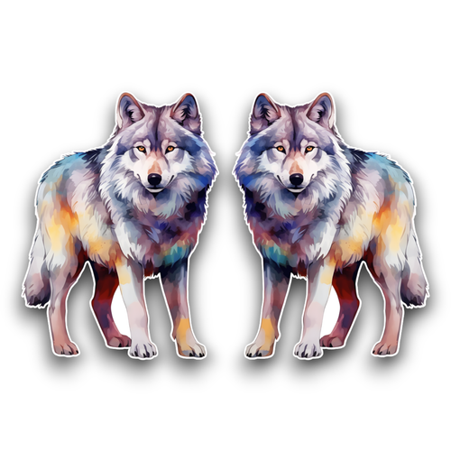 2x 30cm Beautiful Grey Wolf Watercolour Animal Vinyl Sticker Decals | eBay