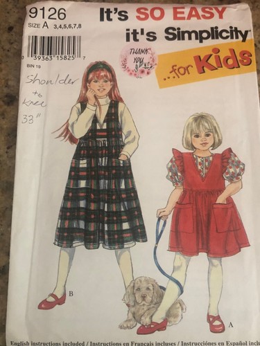 👼🏻SIMPLICITY #9126 - GIRLS ~ EASY TO SEW ~ JUMPER or DRESS PATTERN 3-8 ...