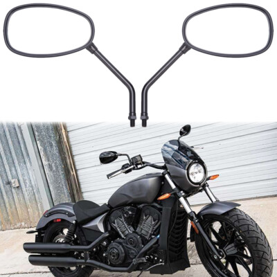 Pair Black Oval Motorcycle Rear View Mirrors For Victory Cross Country ...