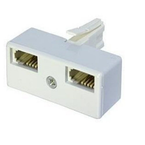 UK BT NTL VIRGIN,TWO WAY/ DOUBLE TELEPHONE PLUG TO 2 X SOCKETS ADAPTER ...