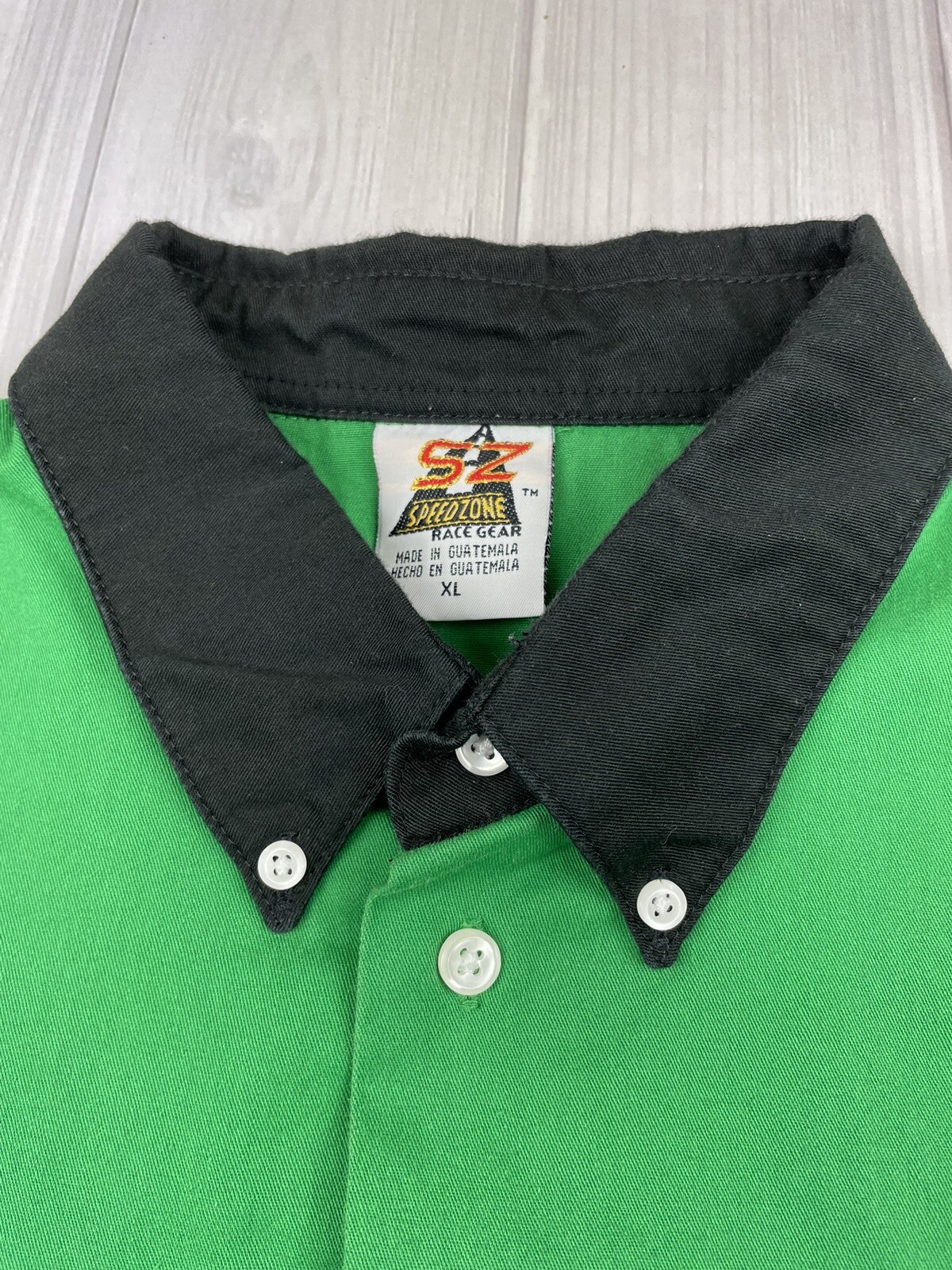 Speed Zone Race Gear XL Green Black Shirt Button Up Crossbones ...