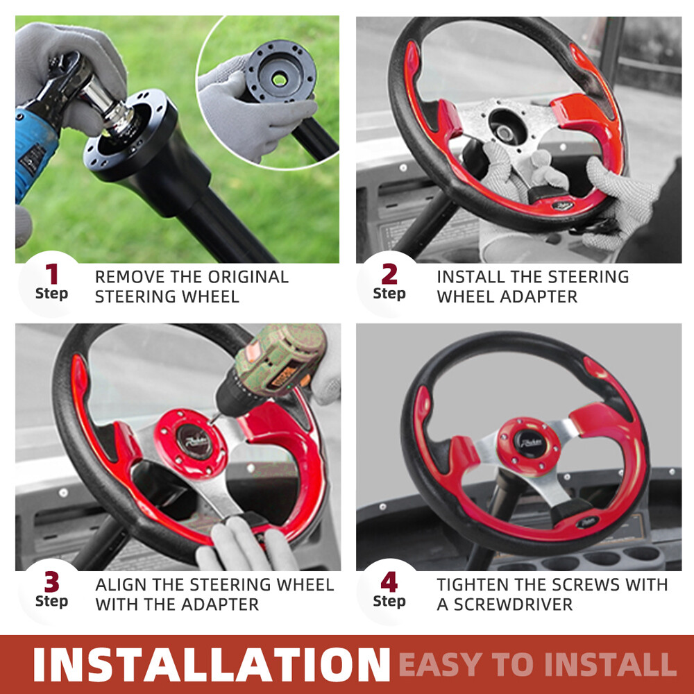 320mm 12.5" Blue Cart Steering Wheel For EZGO TXT RXV Yamaha and Club ...