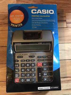 Casio HR-100TM Plus Mini Desktop Printing Calculator 2 Color 12 Digit ...