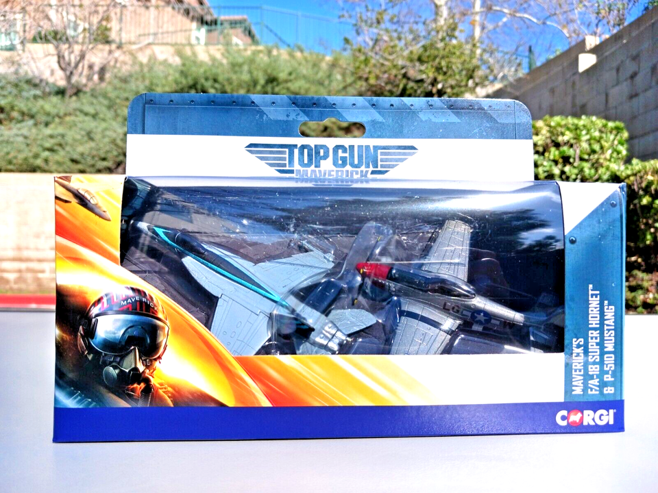 Corgi Top Gun Maverick, F/A-18E & P-51D 2 Pieces Set Diecast Models 1: ...