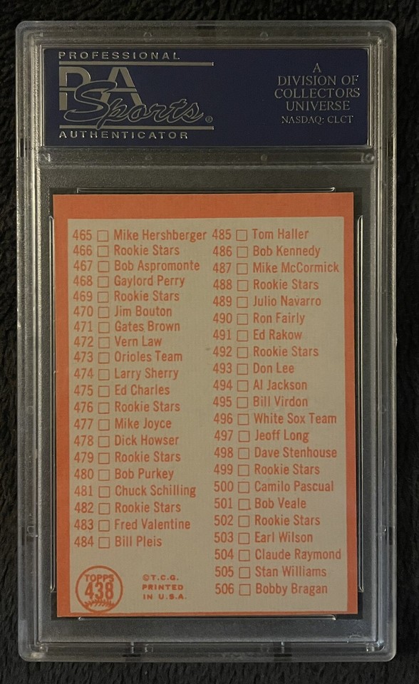 1964 Topps Checklist 430-506 #438 PSA 9 (oc) Mint | eBay