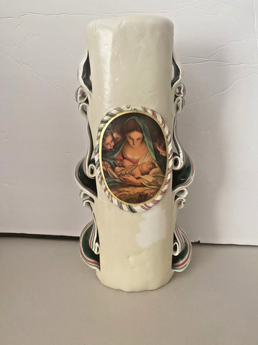Vintage Nativity Candle Ribbon Swirl Wax Christmas Religious 13" | eBay