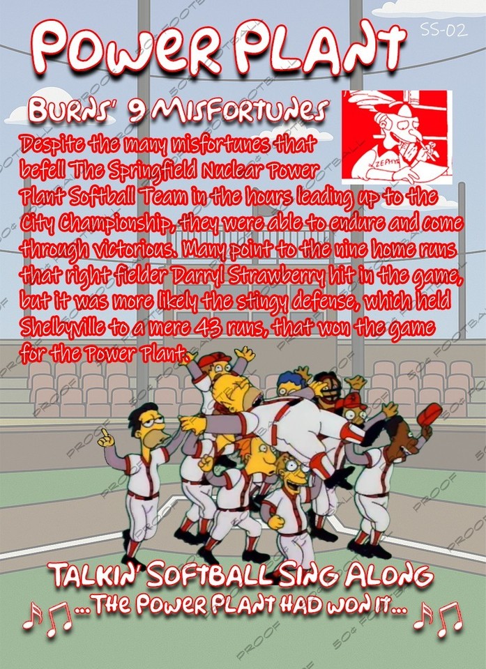 Springfield Nuclear Power Plant Softball Team Card Simpsons Custom ...