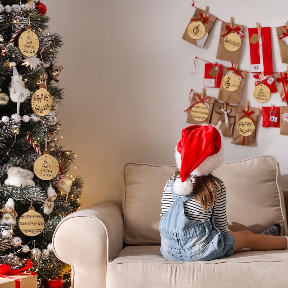 36 Pcs Christmas Treble Clef Music Wood Christmas Tree Ornament Holiday ...