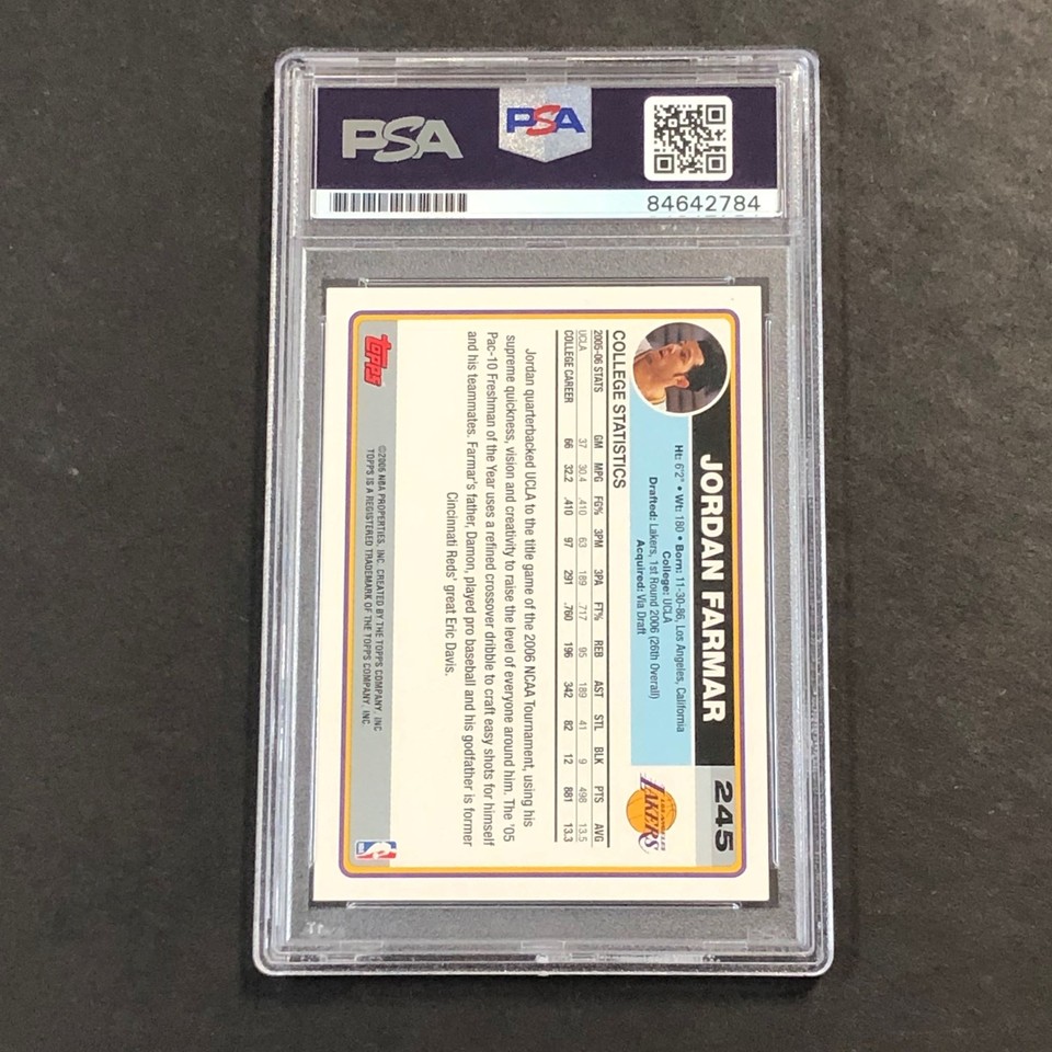 2006-2007 Topps #245 Jordan Farmar Signed Rookie Card AUTO PSA Slabbed ...