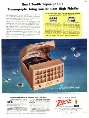 1954 vintage phonograph Ad ZENITH Super-phonic Portable Record Player ...