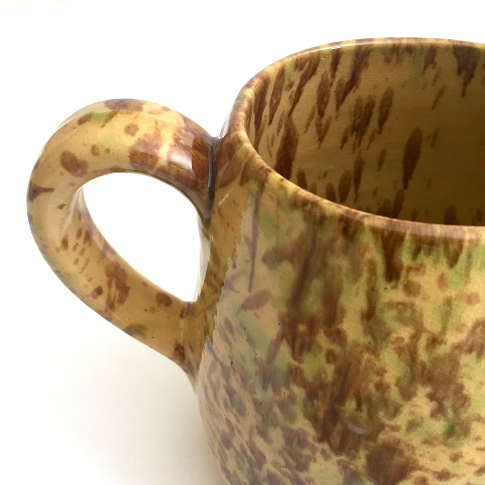 RARE VINTAGE MORTON POTTERY SPATTERWARE GREEN & BROWN STONEWARE CERAMIC ...