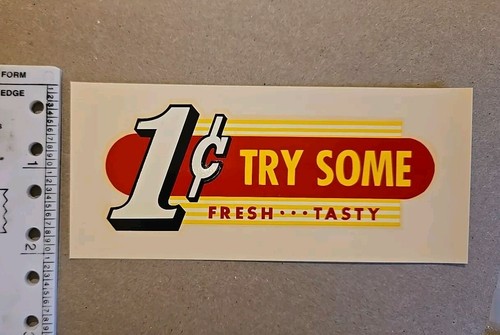 Vintage Try Some 1 Cent Waterslide Decal Candy Penut Gumball Machine ...
