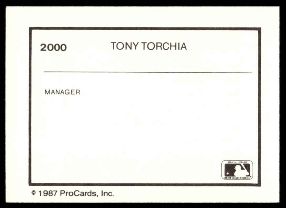 1987 ProCards Tony Torchia Charleston Rainbows #2000 | eBay
