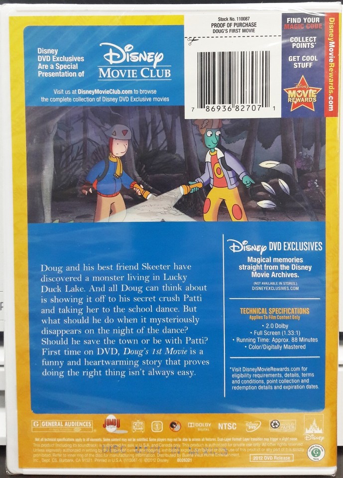 Doug's 1st Movie (DVD 2012, First) Disney Movie Club Exclusive Cartoon ...