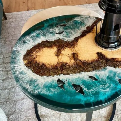 Ocean Beach Epoxy Table, Epoxy Resin Walnut Dining Table Center Table ...