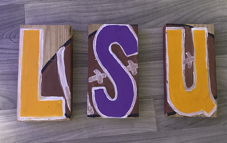LSU Tigers BLOCK LETTERS! 4”x6” Wooden Block Letters | eBay