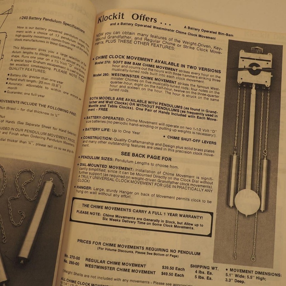 Klockit's Clock Movements & Accessories 1979-80 Clock Catalog | eBay