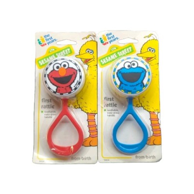 NEW VINTAGE SESAME STREET THE FIRST YEARS BABY RATTLE COOKIE MONSTER ...