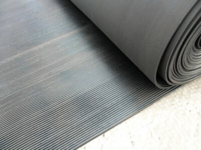 6mm Grooved Anti Slip Rubber Matting Fine Ribbed / Squares & Strips in ...