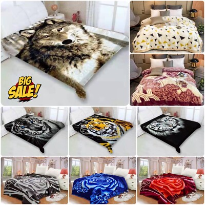 Super Soft Heavy Weight Warm Bed Throw Reversible 2 Ply Blanket Sided ...