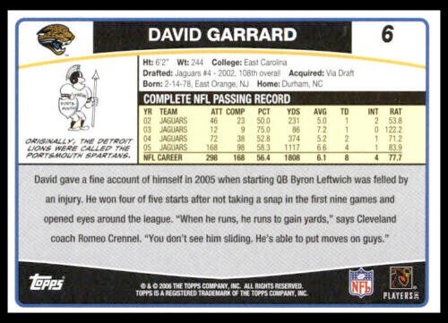 2006 Topps #6 David Garrard | eBay