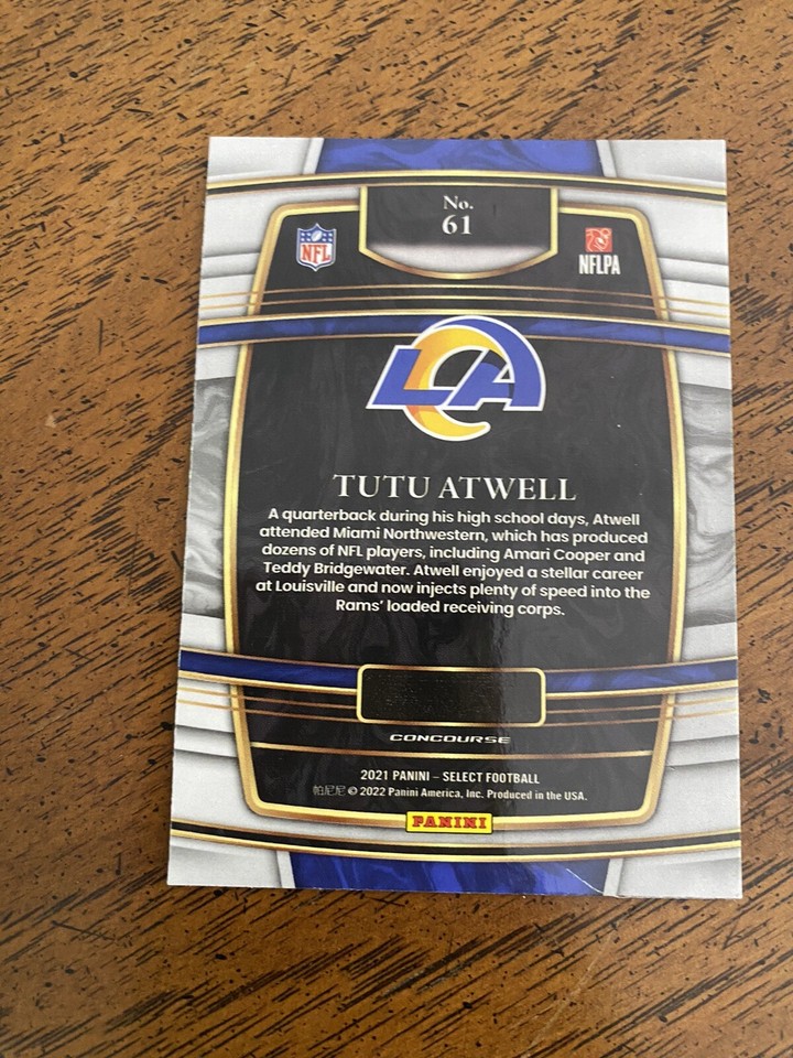 TUTU ATWELL 2021 PANINI SELECT CONCOURSE ROOKIE CARD #61 RAMS RC | eBay