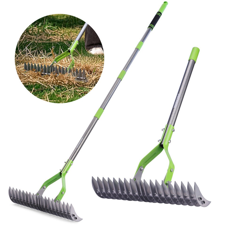 WORKPRO 15-Inch Thatch Rake for Lawns Heavy Duty Dethatcher Rake with ...