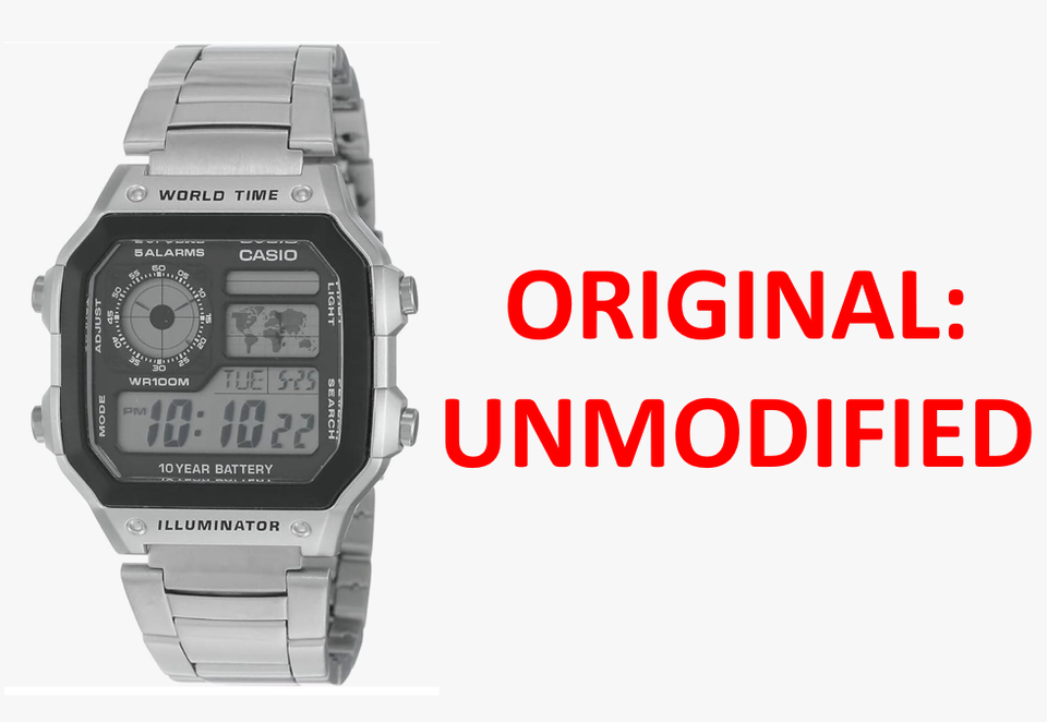 CASIO AE-1200WHD. Royale World Time Watch Mod. Negative Display ...