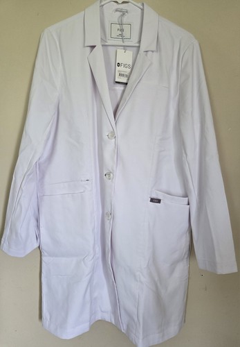 Figs Bellevue Long White Lab Coat women's size L | eBay