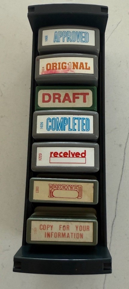 Lot of 7 X Stamper Re-inking Stamps - Approved Received Original Draft ...