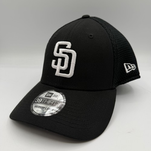 New Era 39Thirty San Diego Padres Hat Cap M/L Black Mesh Back Stretch ...