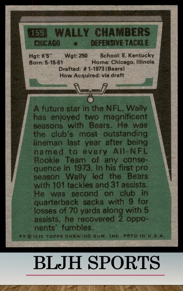 1975 Topps #155 Wally Chambers Chicago Bears (4H7) | eBay