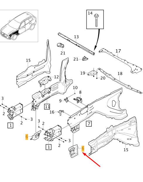 VOLVO XC60 MK2 FRONT MEMBER LEFT INNER FRONT REINFORCEMENT 31420627 ...