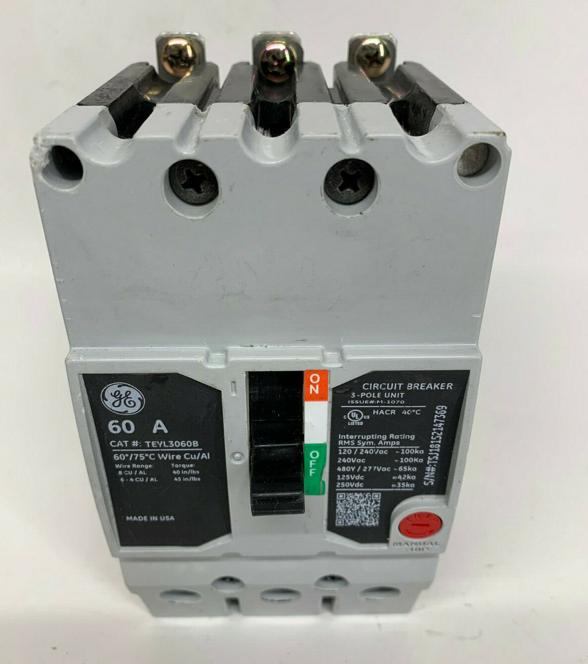 GE Circuit Breaker 3-Phase/480V/60A for sale online | eBay
