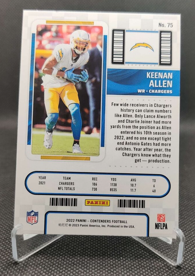 2022 Contenders Season Ticket #75 KEENAN ALLEN Los Angeles Chargers ...