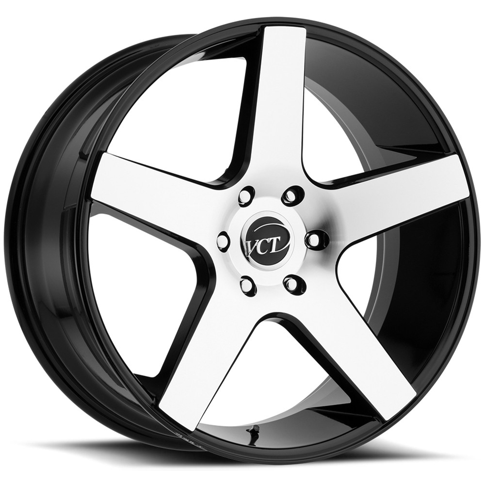 (Set of 4) VCT V83 22x9 5x120 +15mm Black/Machined Wheels Rims 22" Inch ...