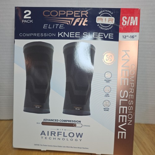 Copper Fit Elite Compression Knee Sleeve, 2 Pack (Small/Medium) open ...