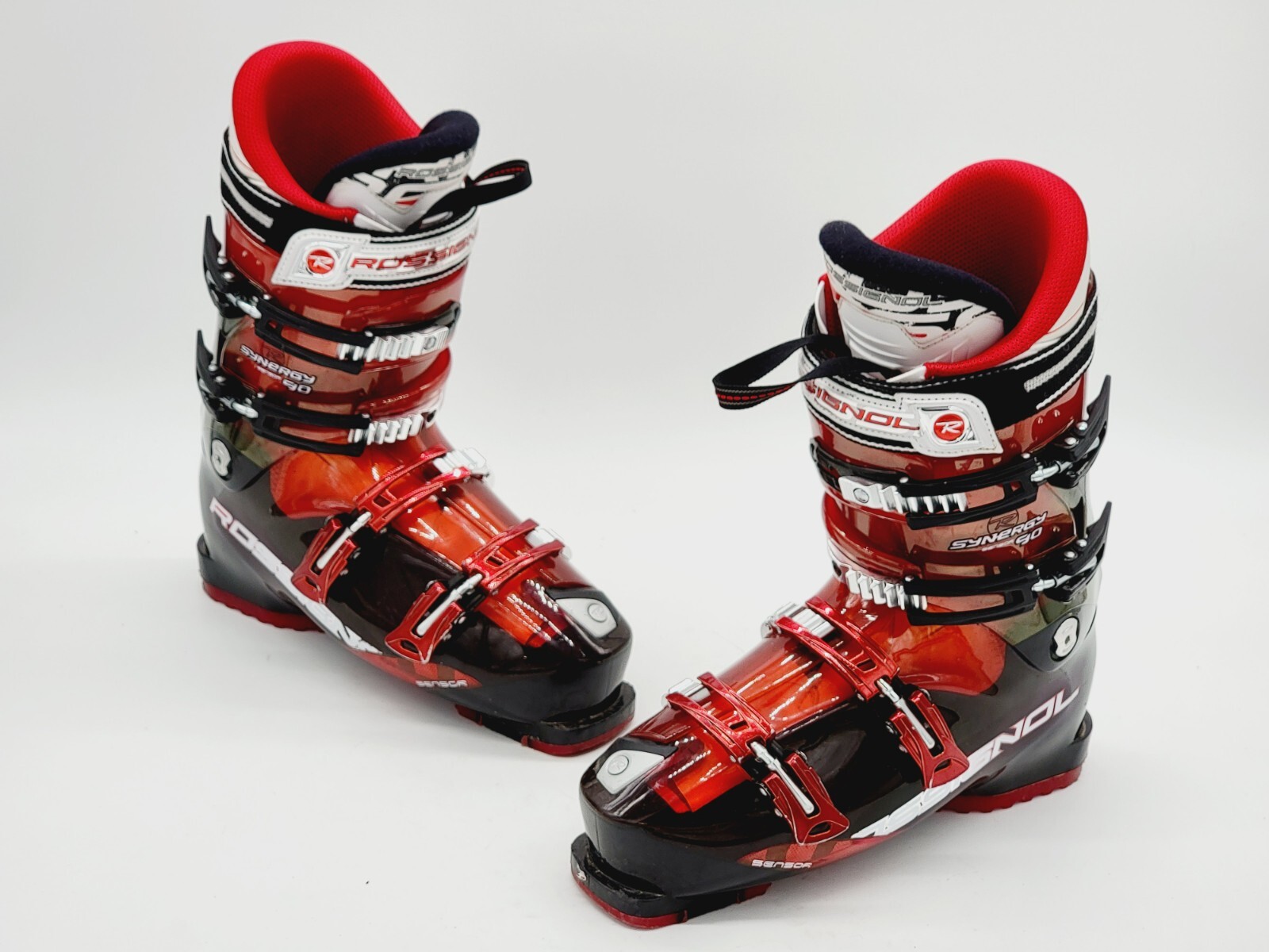 Rossignol Synergy Sensor 90 Red Black Ski Boots Ratchet Buckle Mens Size 27.5 | eBay