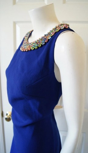 Azadeh Couture Royal Blue Crystal Neckline Open Back Formal Dress Sz 10 ...