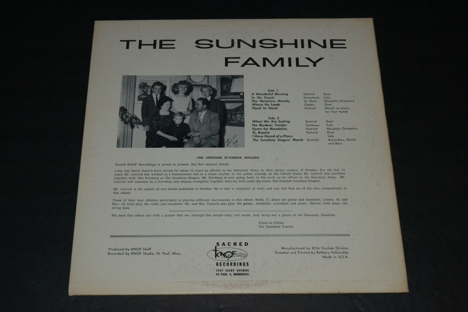 The Sunshine Family~Swedish Sunshine Singers~Marvin Dahl~Christian ...