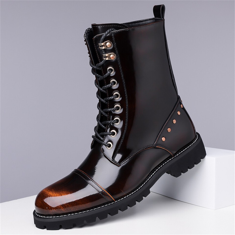 Men's Boots Fashion High Top Motorcycle Boots Waterproof Boots for Men ...