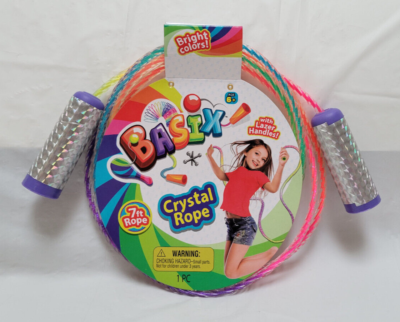 JA-RU Basix Rainbow 7 Foot Crystal Jump Rope w/Lazer Handles Ages 6 ...