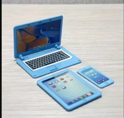 1:6 Scale Miniature Tech Set Metal Smartphone Tablet Laptop For ...