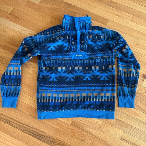 Columbia Powder Keg fleece pullover jacket with a blue Aztec Size ...